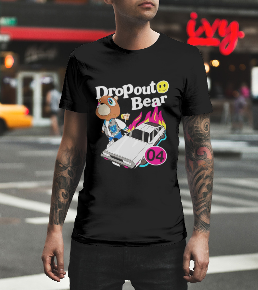 Kanye West Dropout Bear DeLorean 04 Flame Sneakers T-Shirt