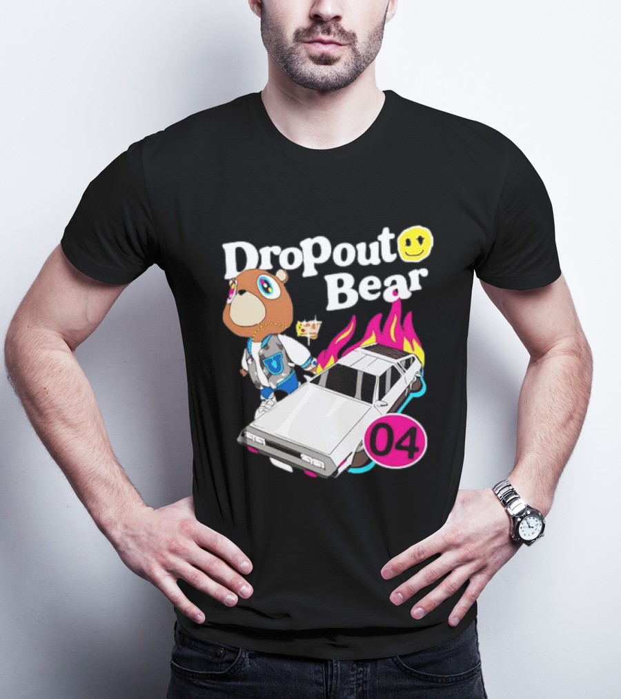 Kanye West Dropout Bear DeLorean 04 Flame Sneakers T-Shirt