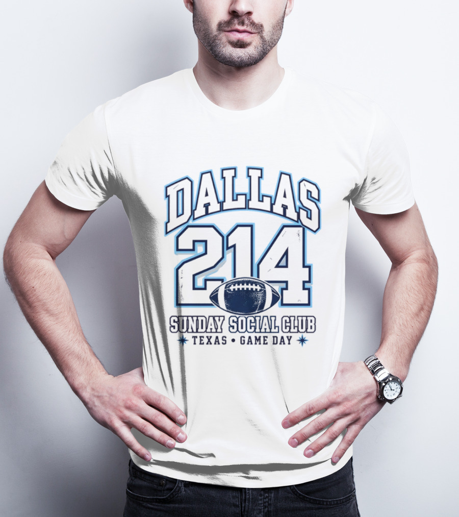 Dallas 214 Sunday Social Club Texas Game Day Football T-Shirt