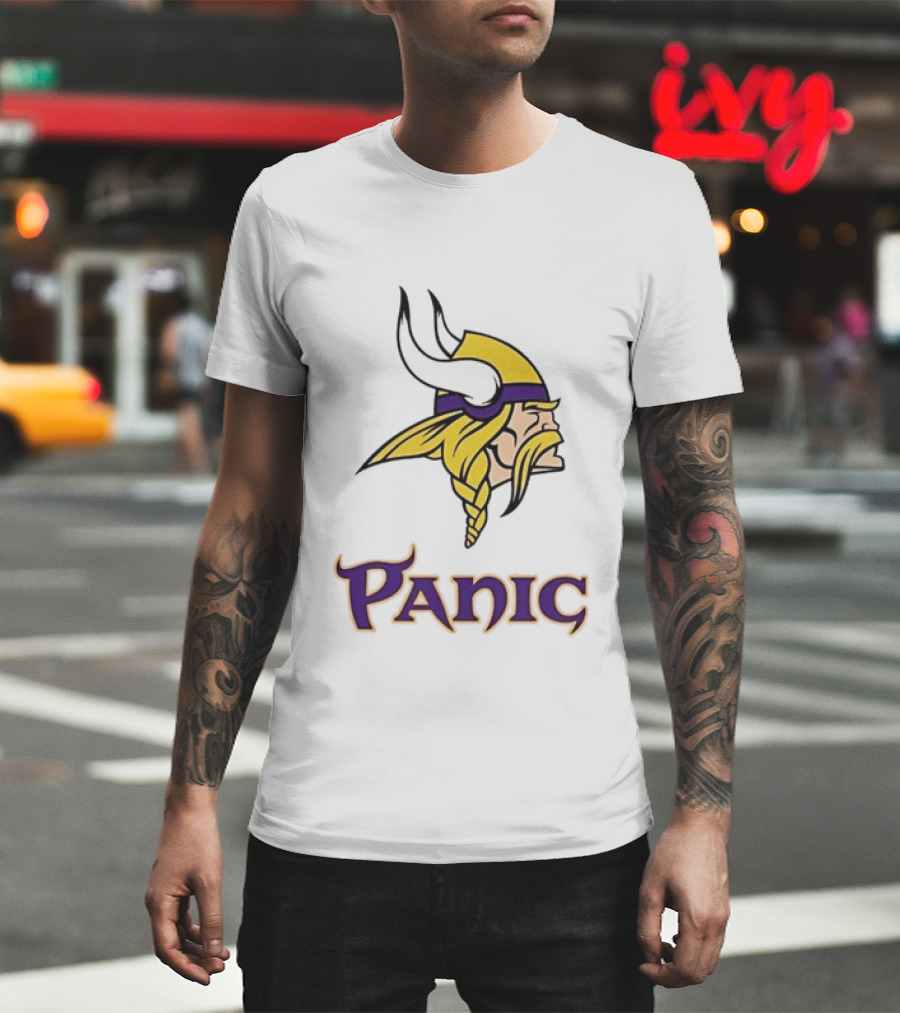 Minnesota Vikings Panic Viking Helmet Design NFL Fan T-Shirt