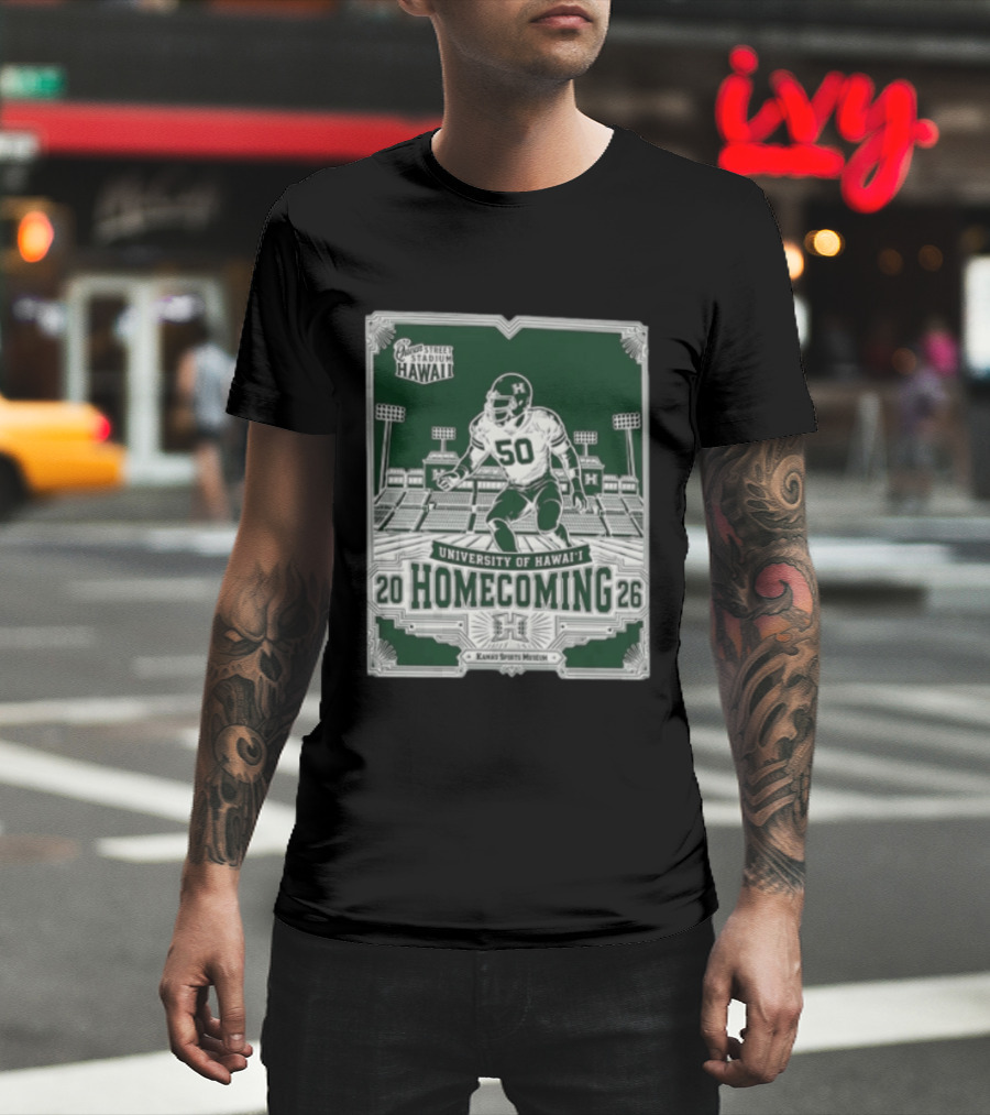 Queen Street Stadium Hawaii University Of Hawaii Homecoming 2026 Kanui Sports Museum T-Shirt
