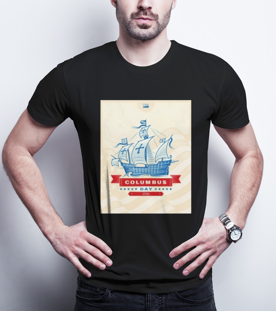 USDA Columbus Day 2026 Ship Celebration Stars And Stripes T-Shirt