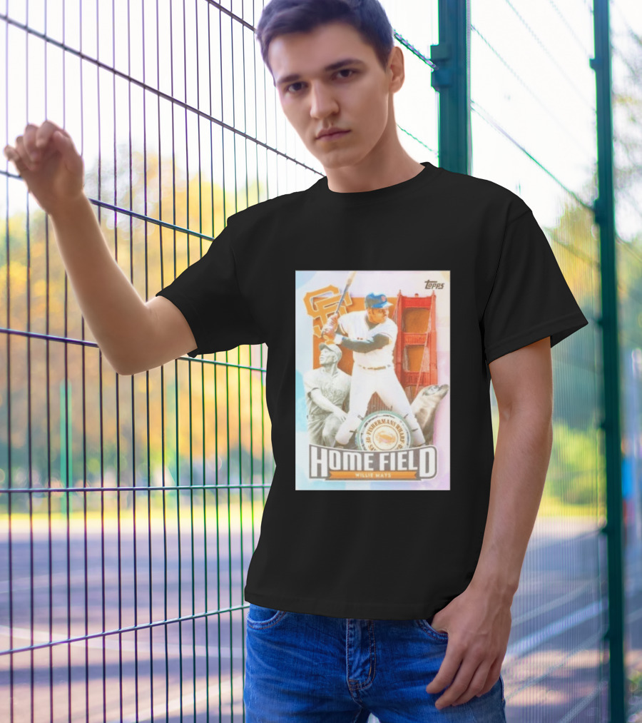 San Francisco Giants Willie Mays Topps Home Field Fisherman's Wharf Golden Gate Bridge T-Shirt