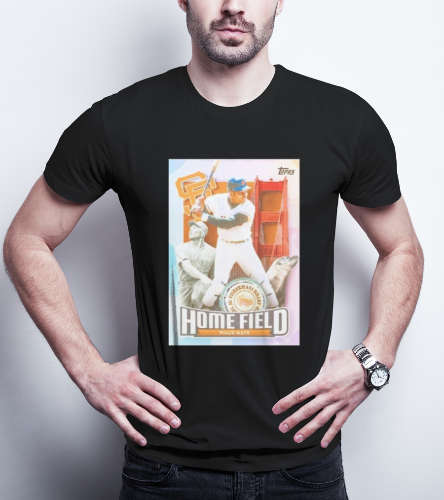 San Francisco Giants Willie Mays Topps Home Field Fisherman's Wharf Golden Gate Bridge T-Shirt
