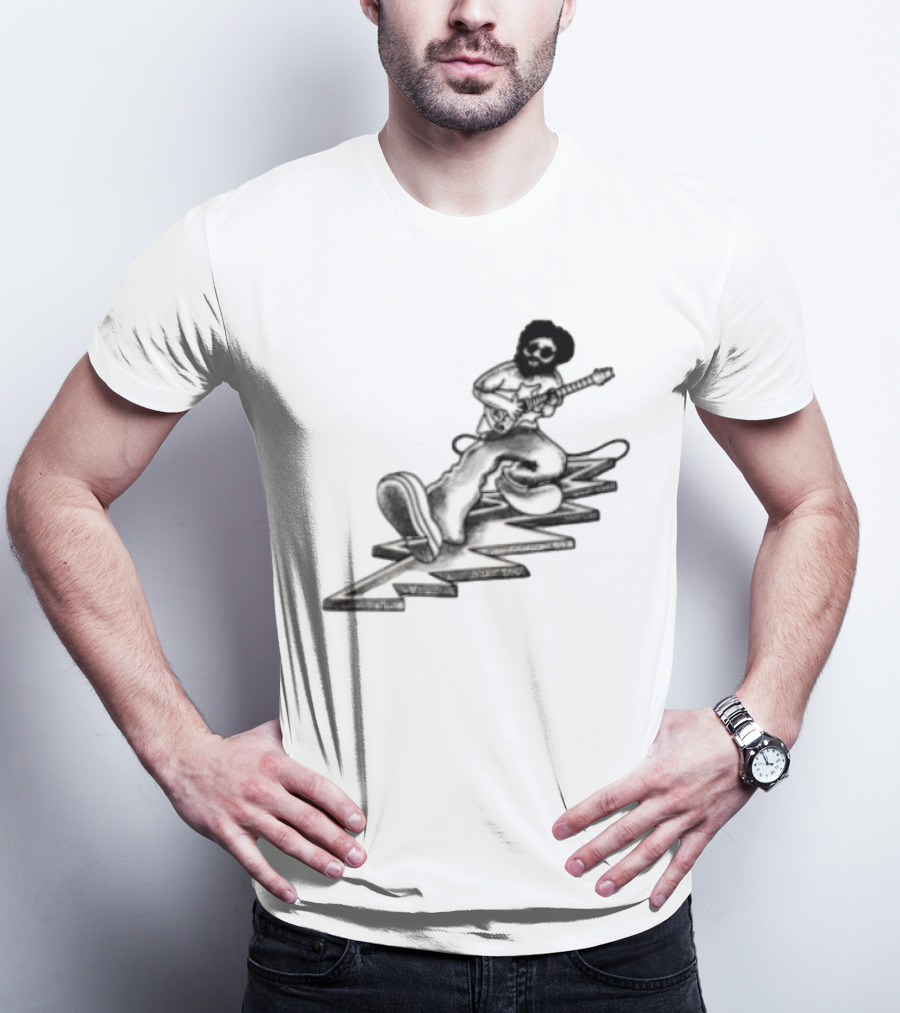 Grateful Dead Jerry Garcia Playing Electric Guitar Walking Zig Zag T-Shirt