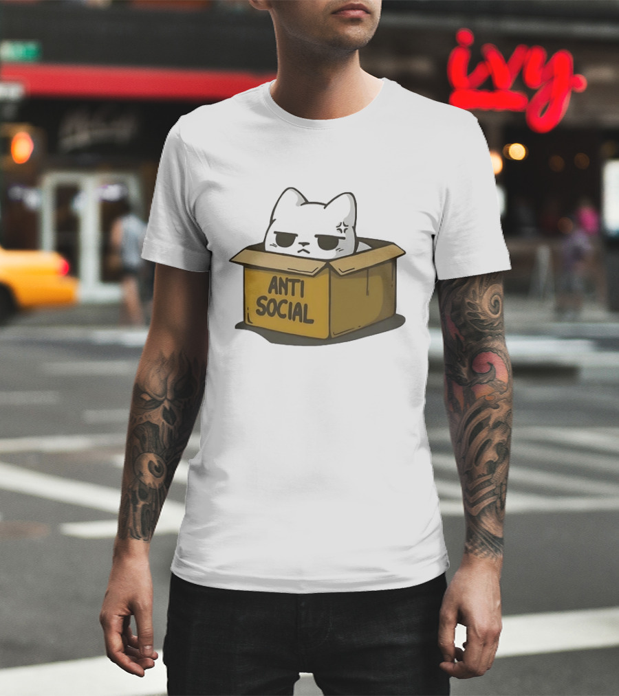 Grumpy Cat Anti Social Introvert In Box T-Shirt