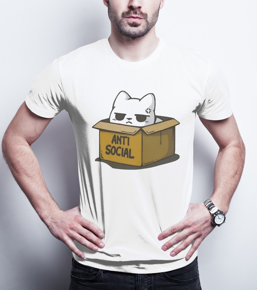 Grumpy Cat Anti Social Introvert In Box T-Shirt
