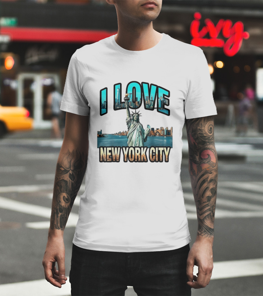 I Love New York City Statue Of Liberty Skyline T-Shirt
