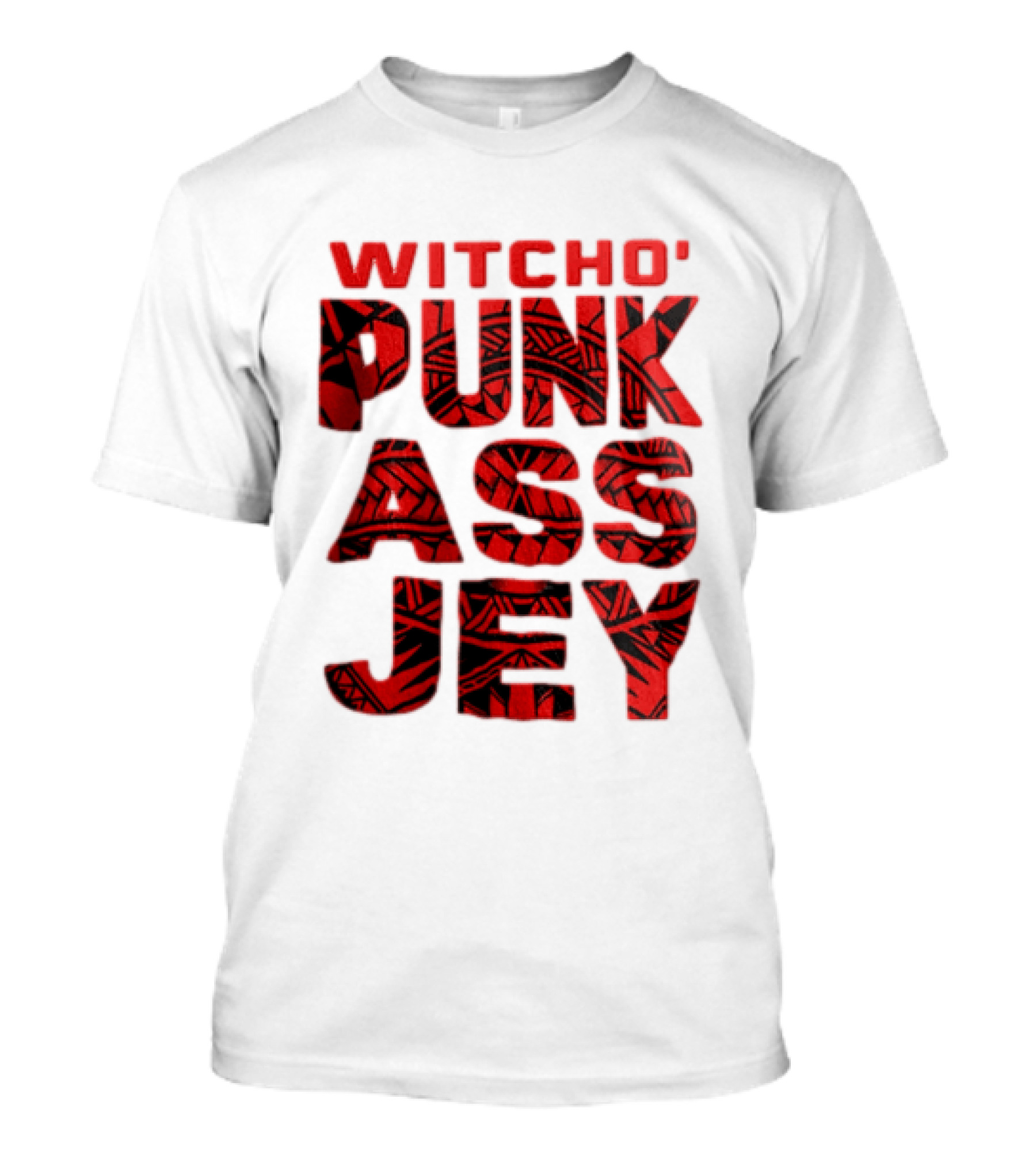 Witcho Punk ASS JEY Red And Black Tribal Patterned Block T-Shirt
