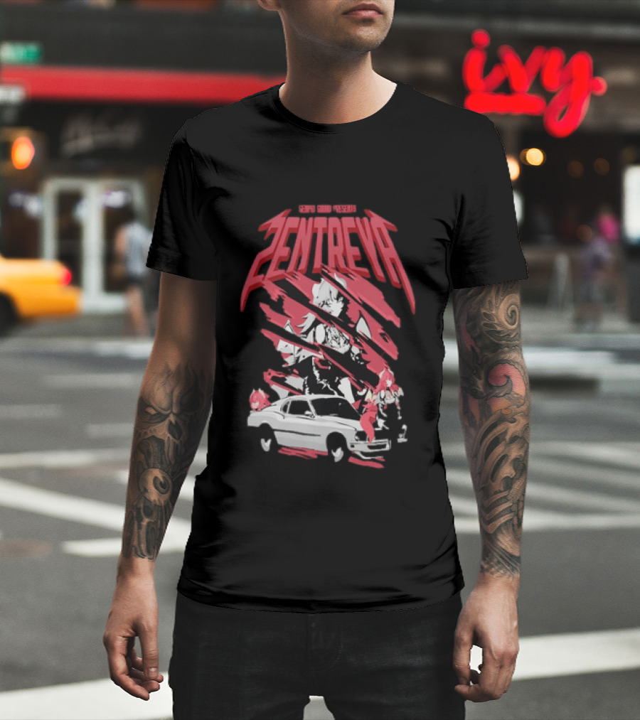 Zentreya Senpai Squad VTuber Anime Illustration With Sportscar And Manga T-Shirt