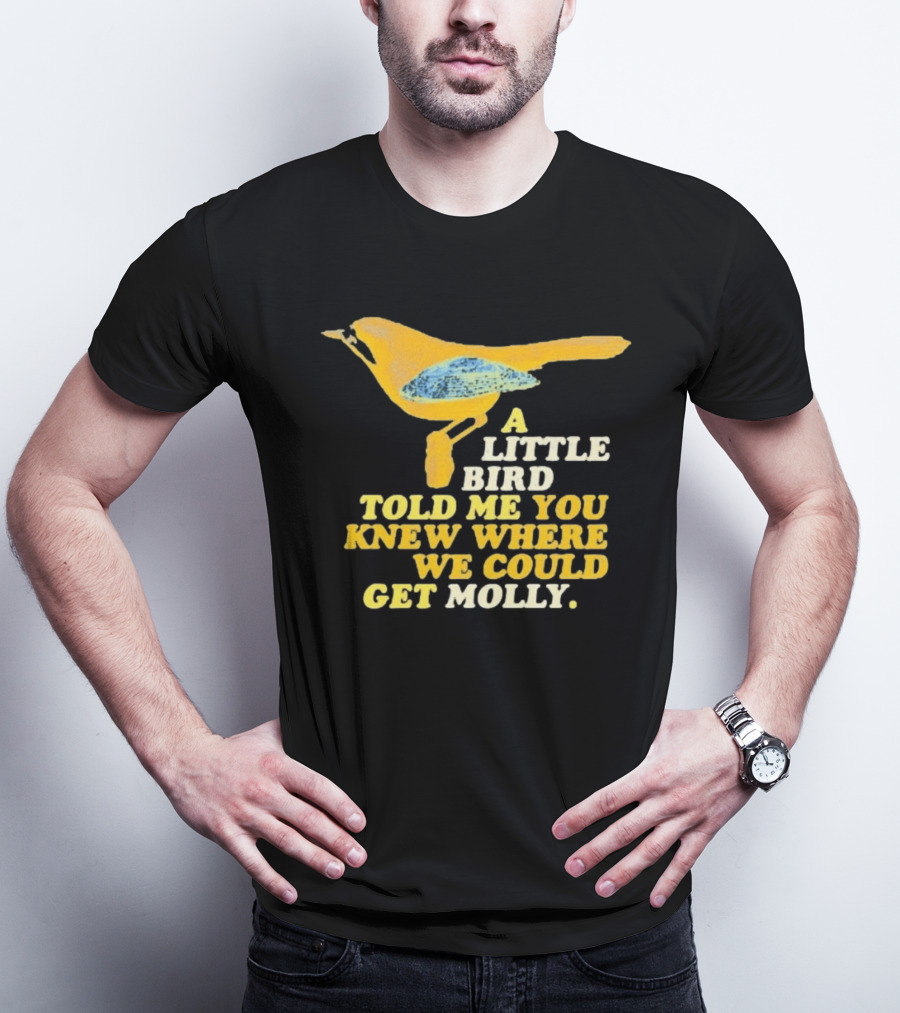 A Little Bird Told Me You Knew Where We Could Get Molly Text With Cartoon Bird T-Shirt