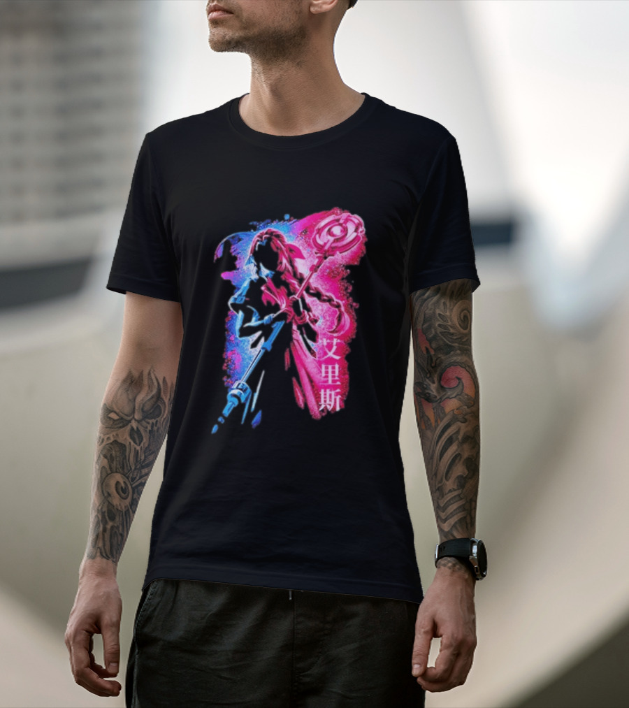 Aerith Gainsborough Final Fantasy VII Pink And Blue Japanese T-Shirt