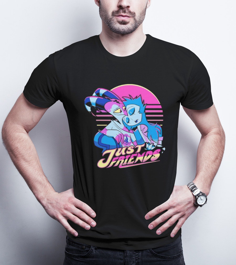 Just Friends Blitzø Stolas Helluva Boss Neon Sunset T-Shirt
