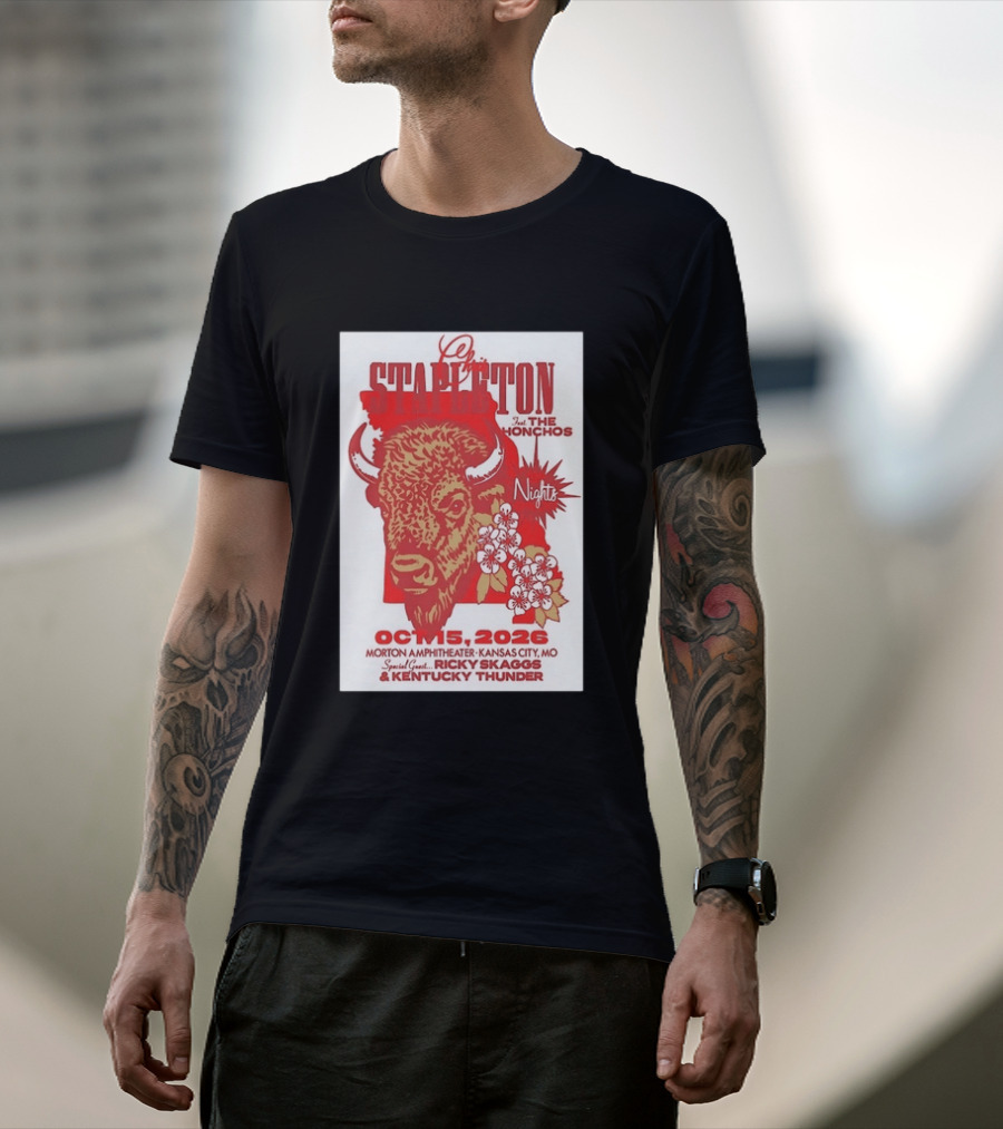 Chris Stapleton Featuring The Honchos And Ricky Skaggs Kentucky Thunder Kansas City Concert October 15 2026 Morton Amphitheater T-Shirt