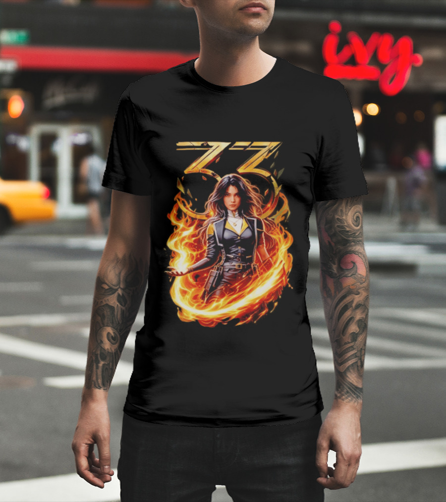 33 Fire Sorceress Fantasy Flames T-Shirt