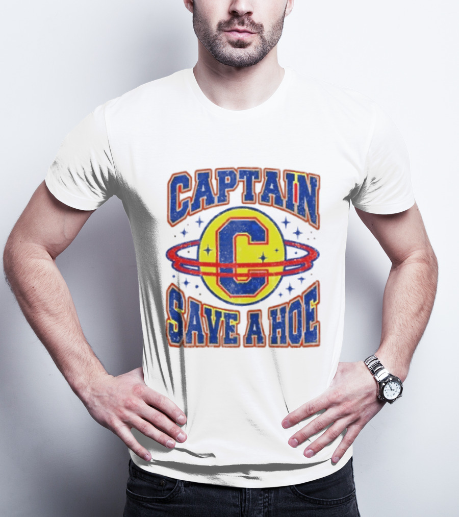 Captain Save A Hoe Distressed Pop Culture Retro Saturn Ring T-Shirt
