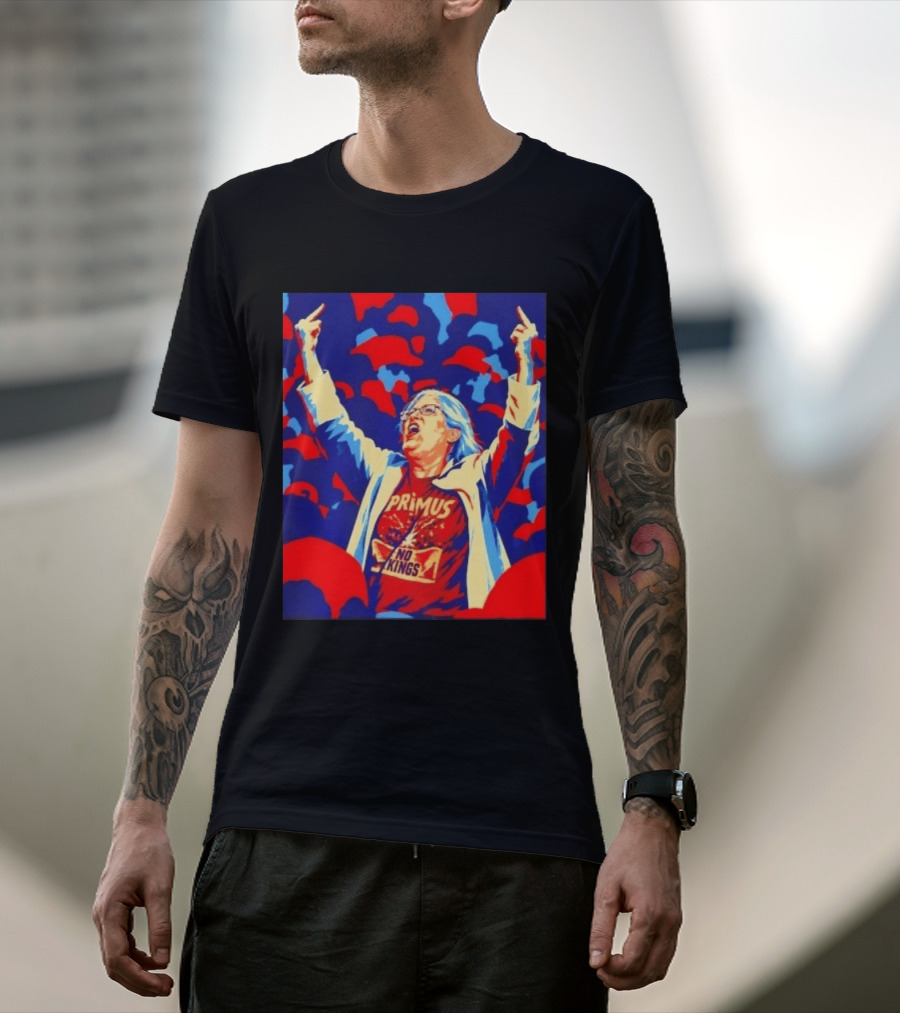 Primus No Kings Les Claypool Protest Art Blue Red T-Shirt