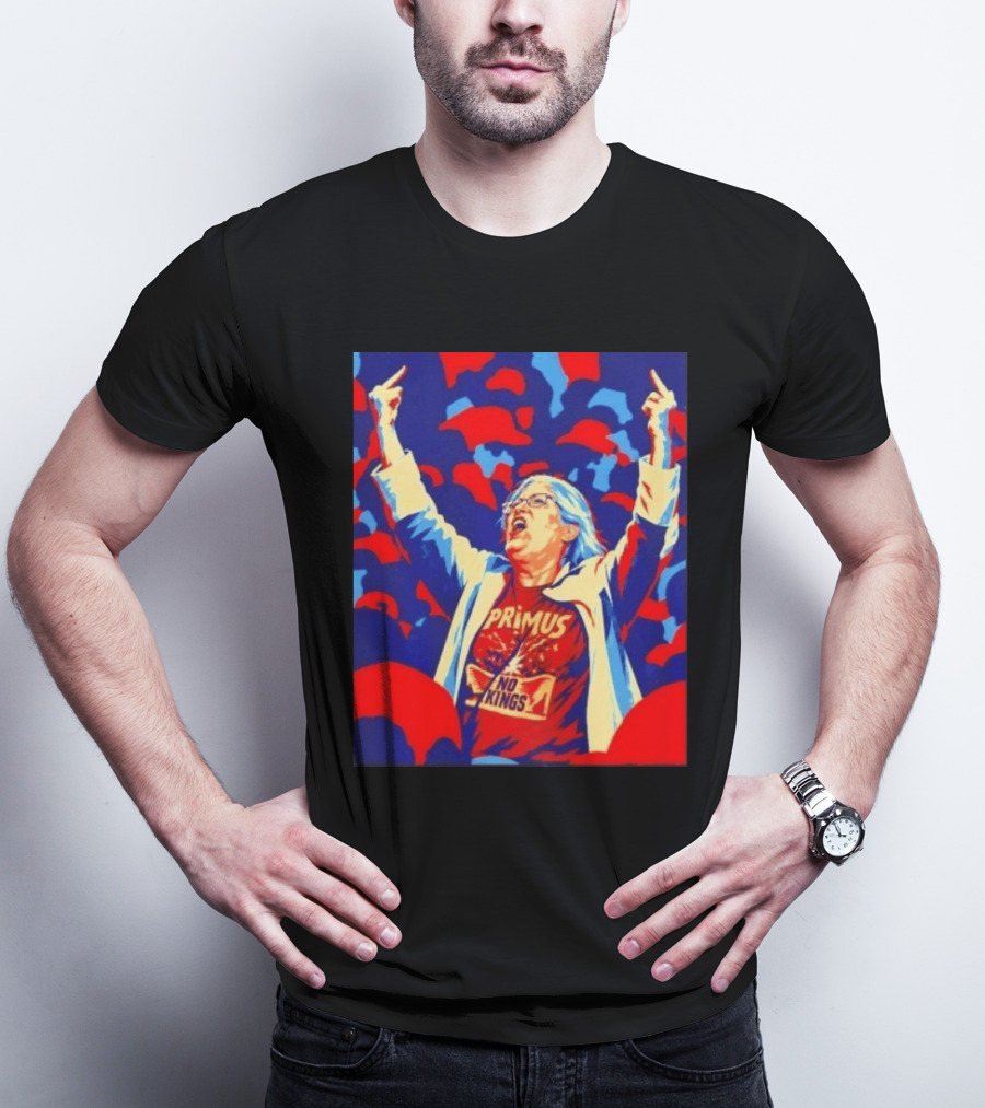 Primus No Kings Les Claypool Protest Art Blue Red T-Shirt