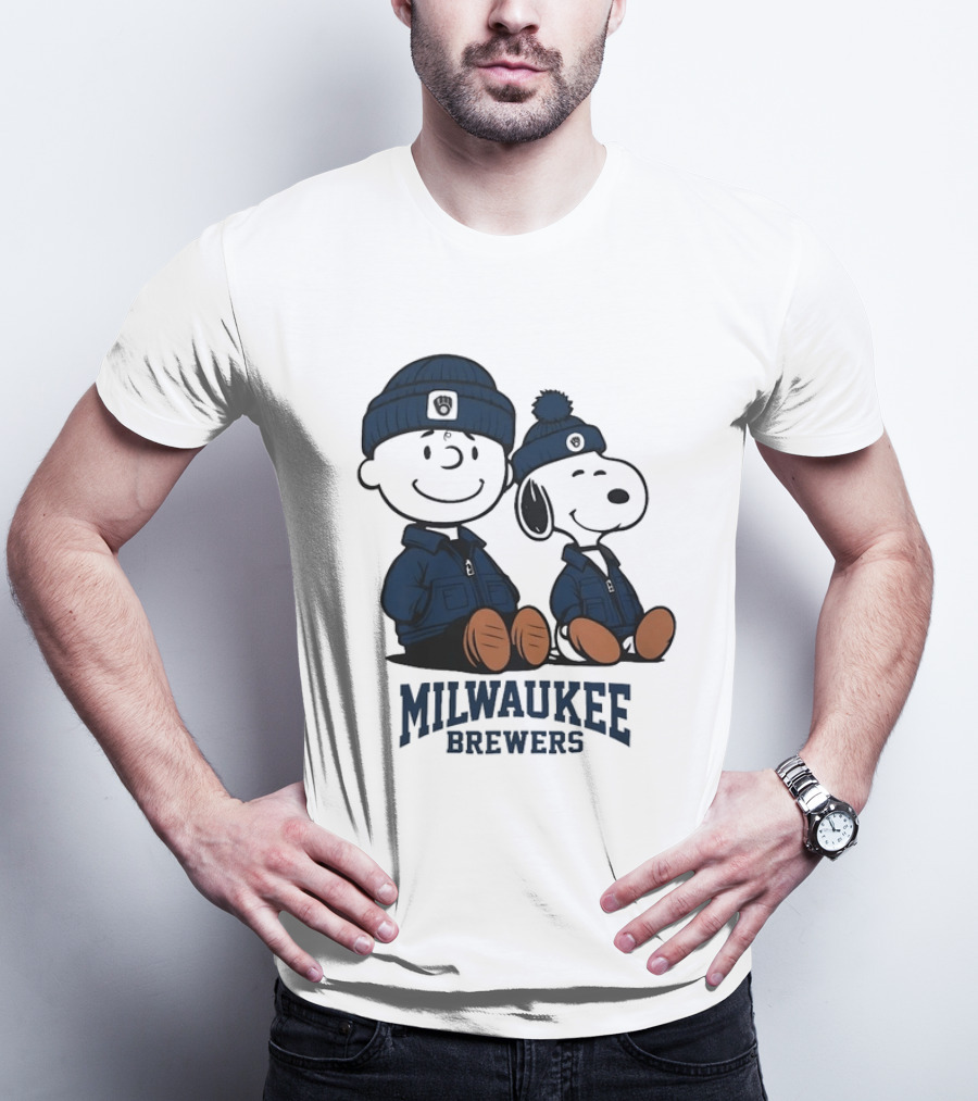 Milwaukee Brewers Charlie Brown Snoopy MLB Collaboration T-Shirt
