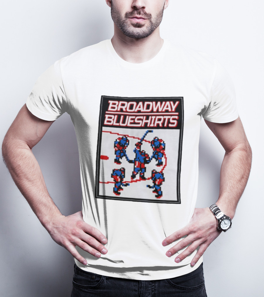Broadway Blueshirts New York Rangers NHL Pixel Hockey Players T-Shirt