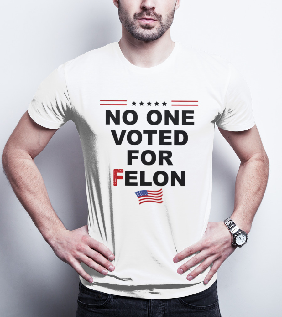 No One Voted For Felon American Flag Political Message T-Shirt