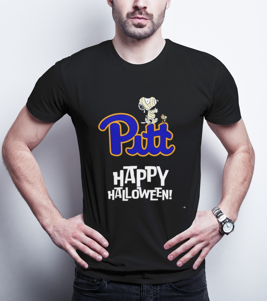 Pitt Panthers Snoopy Woodstock Mummy Happy Halloween T-Shirt