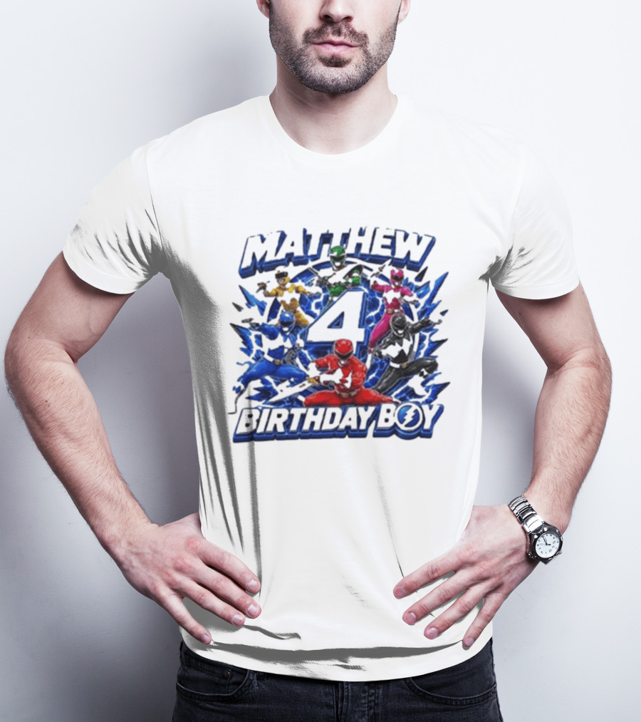 Mighty Morphin Power Rangers 4th Birthday Boy Matthew T-Shirt
