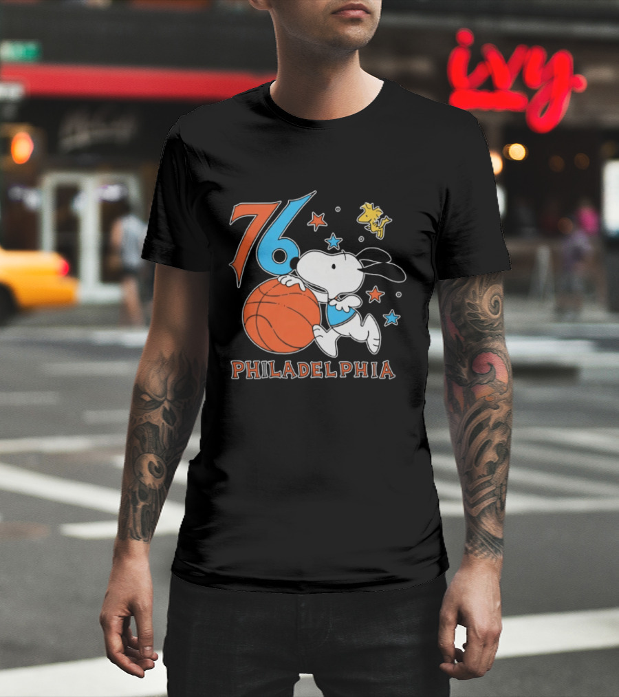 76 Philadelphia Snoopy Basketball Peanuts T-Shirt