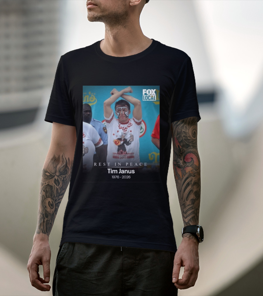Rest In Peace Tim Janus Fox Local Hot Dog Eating Contest 2015 T-Shirt