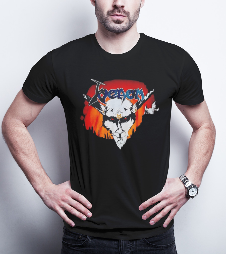 Venom Heavy Metal Goat With Star Symbol And Fiery T-Shirt