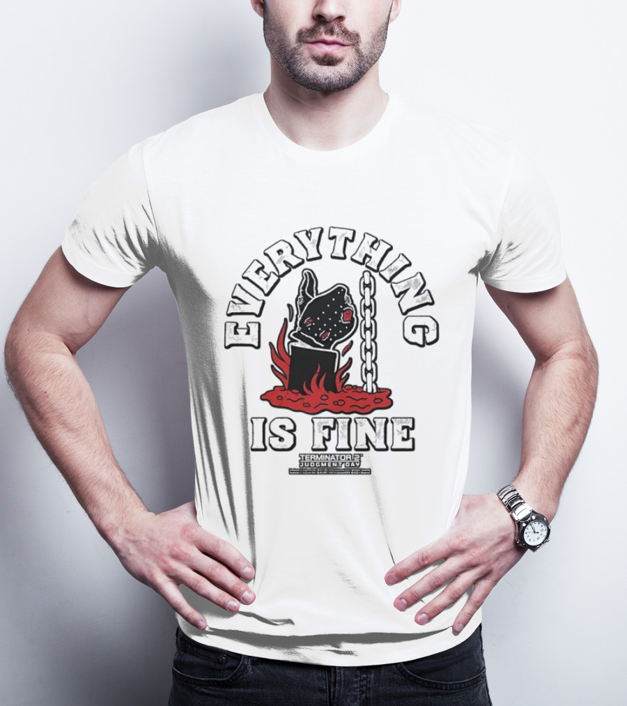 Terminator 2 Judgment Day Everything Is Fine Distressed Melting Arm T-Shirt