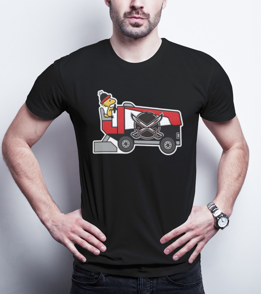 Woodstock Driving Zamboni Buffalo Sabres NHL Cartoon T-Shirt