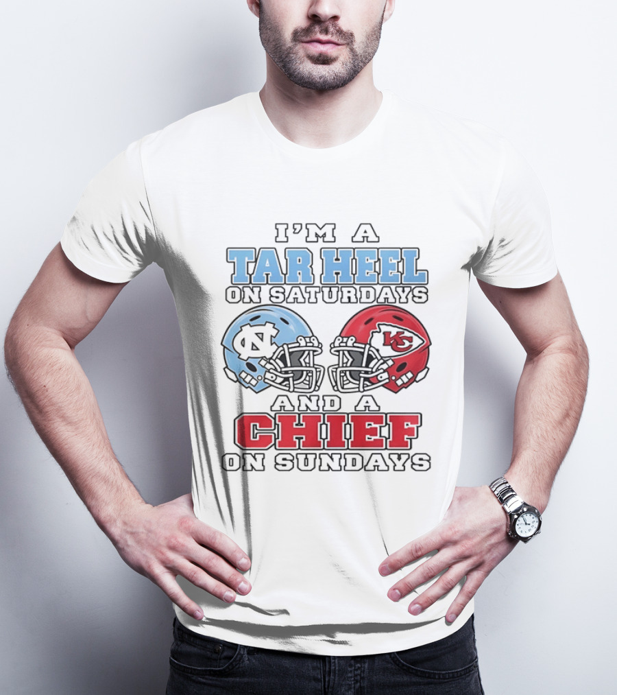I'm A Tar Heel On Saturdays And A Chief On Sundays Football Helmets T-Shirt