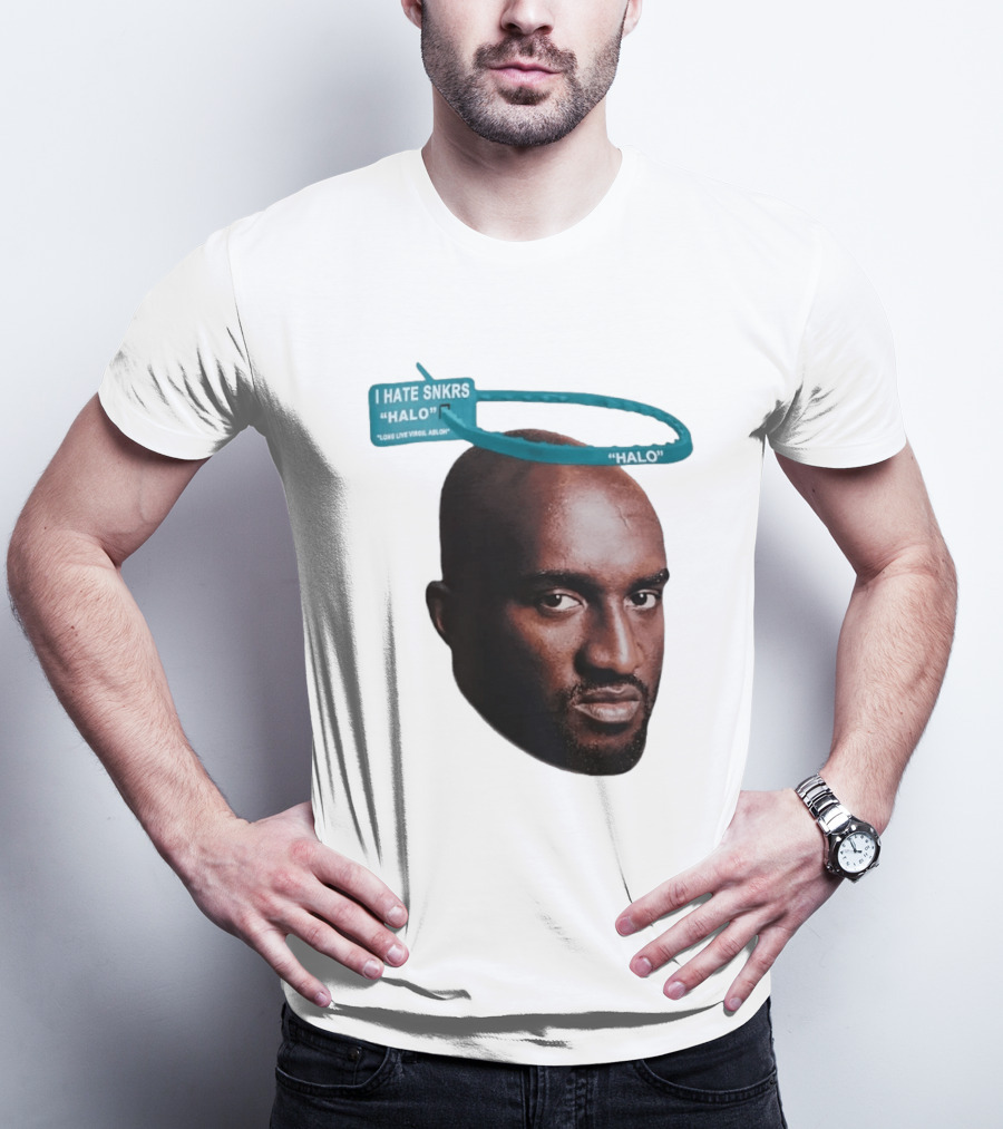 I HATE SNKRS HALO Long Live Virgil Abloh Off White Streetwear T-Shirt