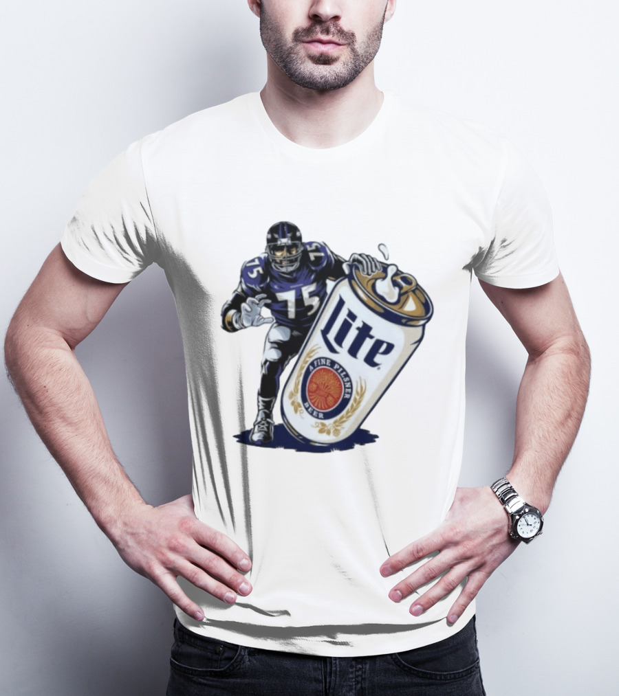 Jonathan Ogden Baltimore Ravens 75 Lite A Fine Pilsner Beer T-Shirt