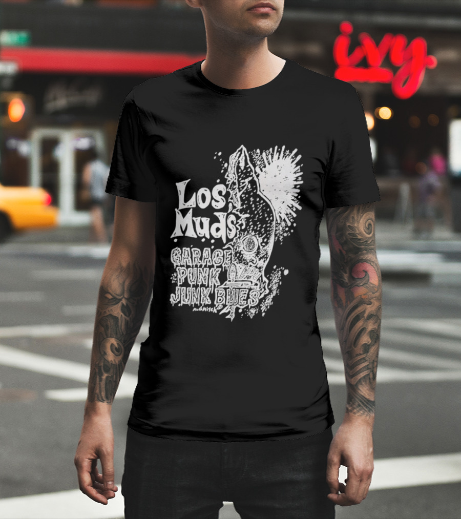 Los Muds Garage Punk Junk Blues Mudhitch Mohawk Sketch T-Shirt