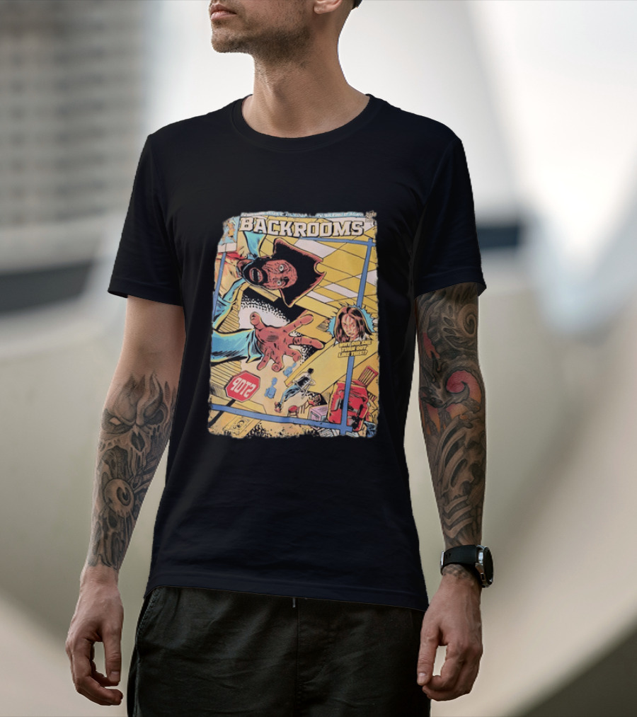 Backrooms Don't Lose Your 9 To 5 Distressed Comic Vintage Graphic Retro Horror T-Shirt