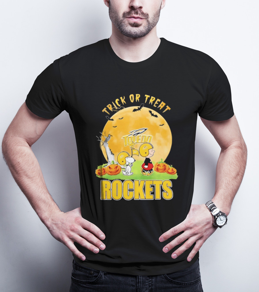 Toledo Rockets Trick Or Treat Halloween Charlie Brown Snoopy T-Shirt