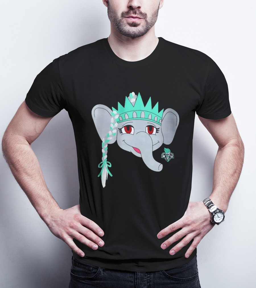 New York Liberty Ellie The Elephant Statue Of Liberty Basketball Team T-Shirt