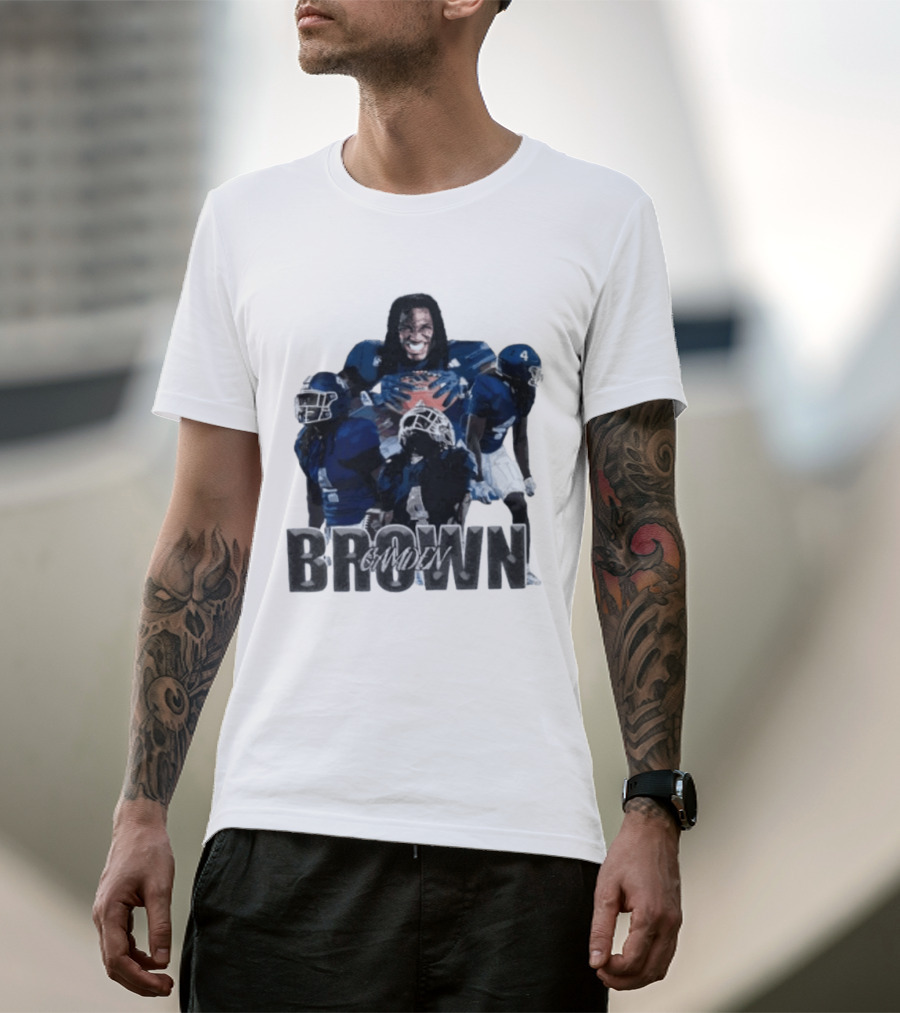 Camden Brown Football Wide Receiver Collage Blue Jersey 4 T-Shirt