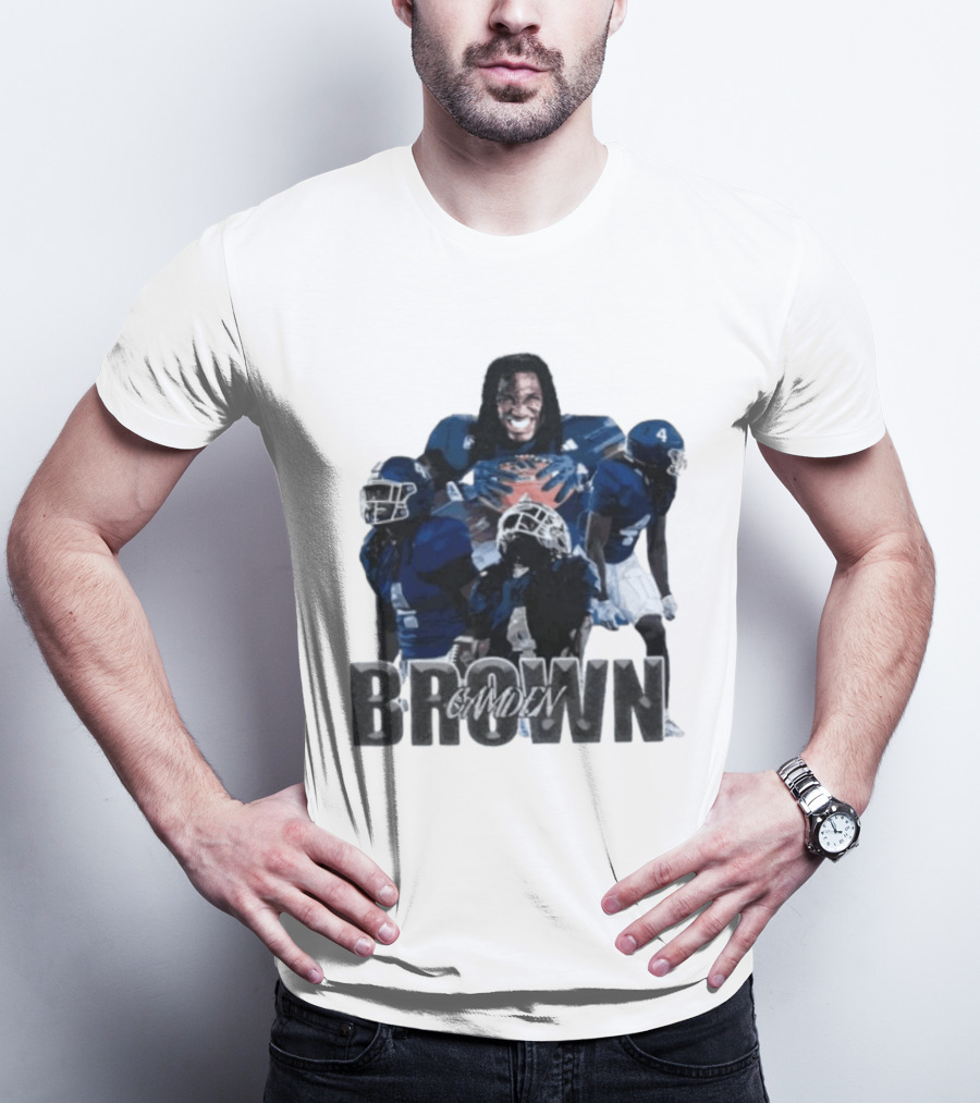 Camden Brown Football Wide Receiver Collage Blue Jersey 4 T-Shirt