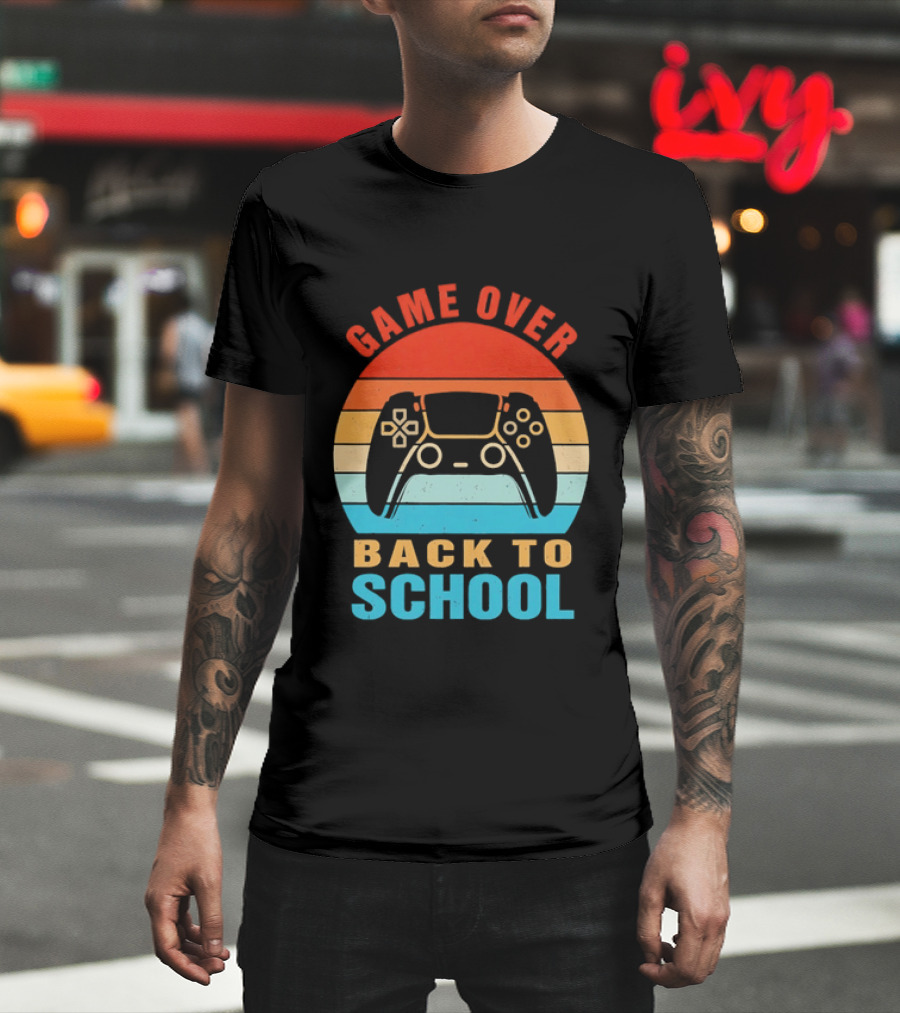 Game Over Back To School Gamer Vintage Controller T-Shirt