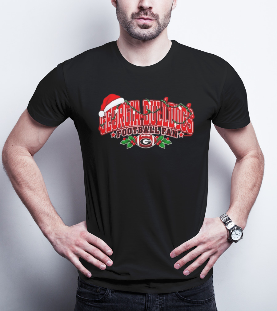 Georgia Bulldogs Football Fan Christmas Santa Hat Ornaments T-Shirt