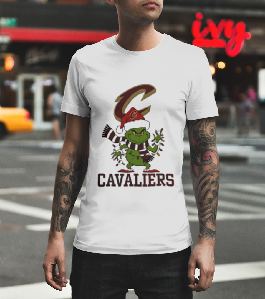Grinch Cleveland Cavaliers Christmas 2026 Scarf Santa Hat Lights T-Shirt