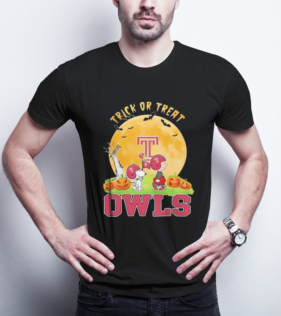 Trick Or Treat Temple Owls Charlie Brown Snoopy Halloween T-Shirt