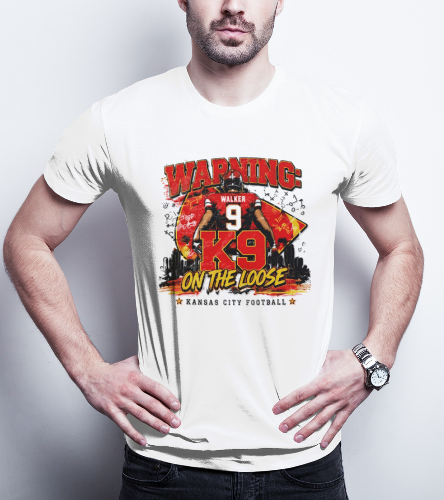 Warning K9 On The Loose 9 Kansas City Football T-Shirt