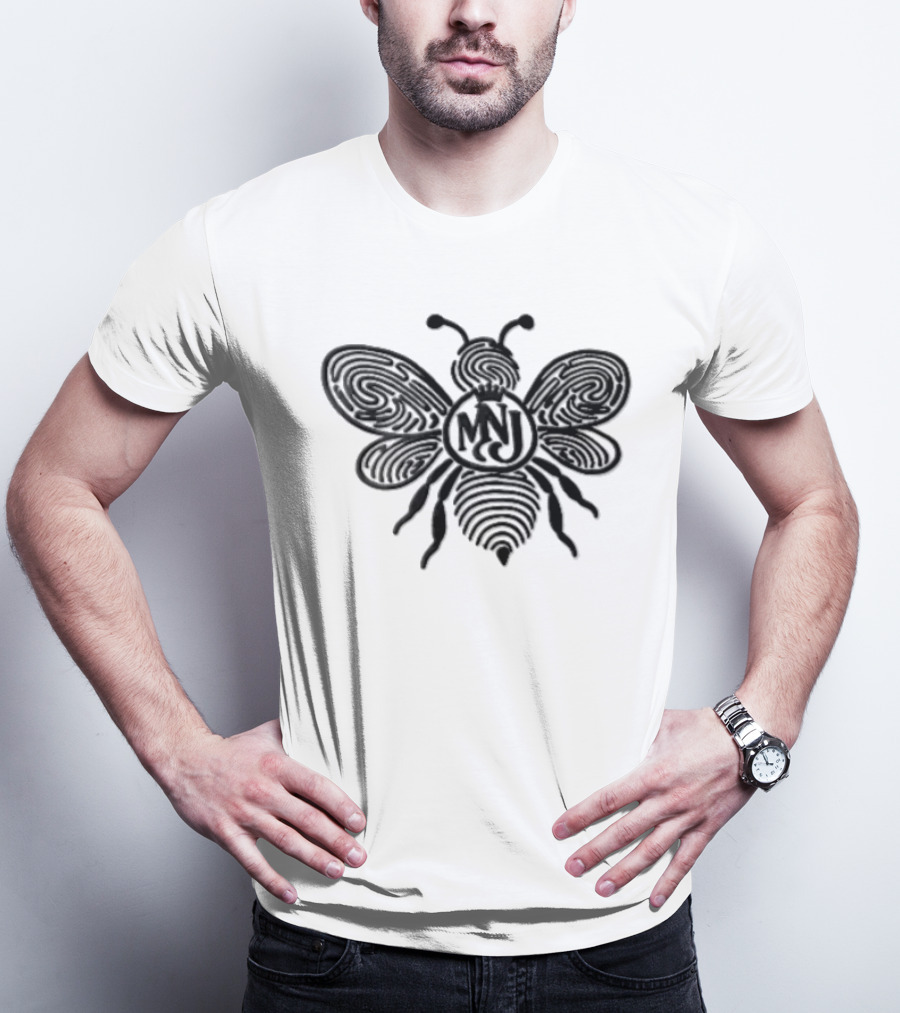 Mnj Black Bee Crown Fingerprint Monogram T-Shirt
