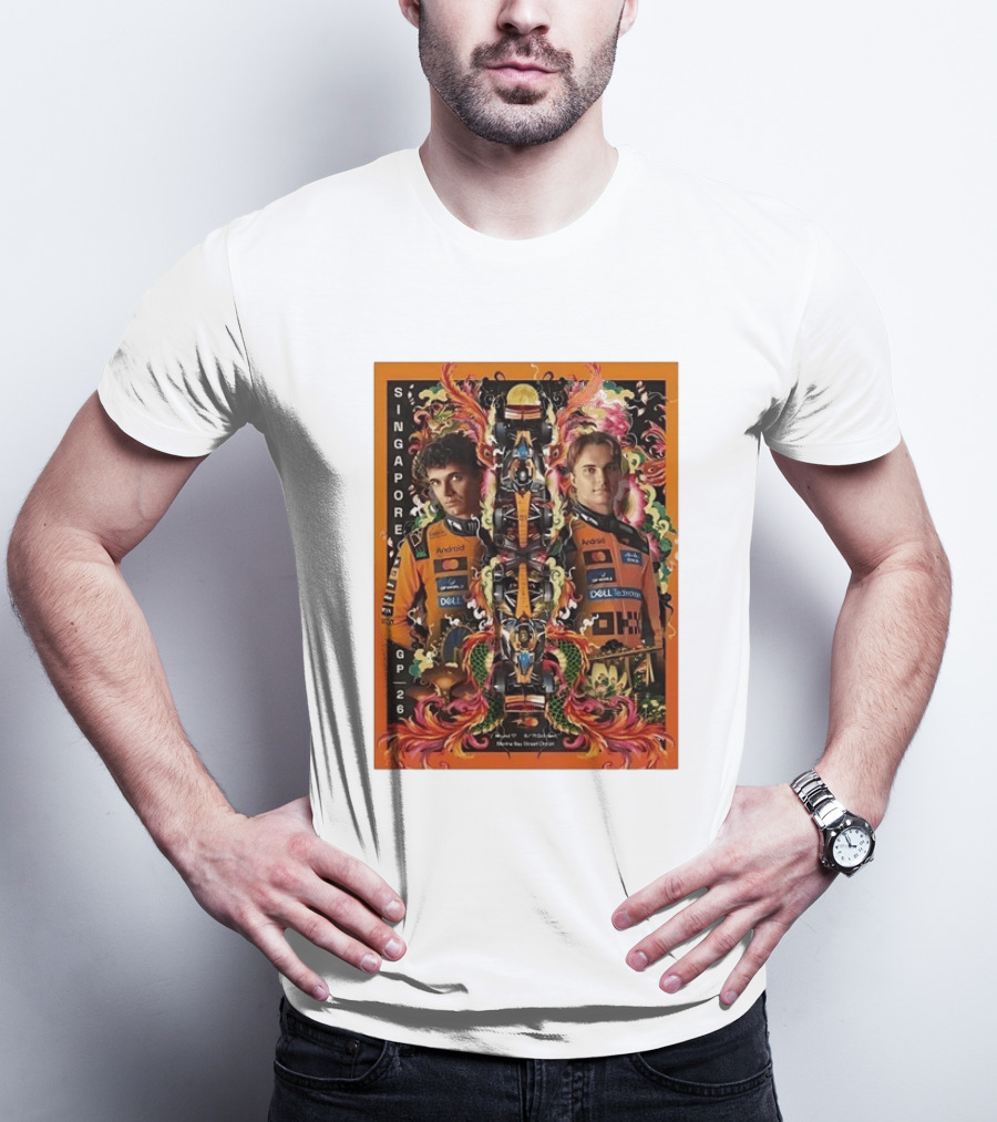 Singapore GP 2026 Oscar Piastri McLaren Racing Art By Ervance Dwiputra T-Shirt
