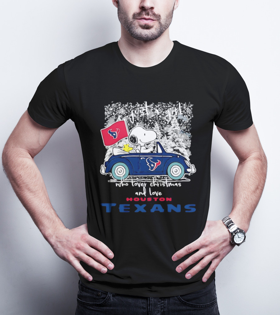 Snoopy Just A Girl Who Loves Christmas And The Houston Texans T-Shirt