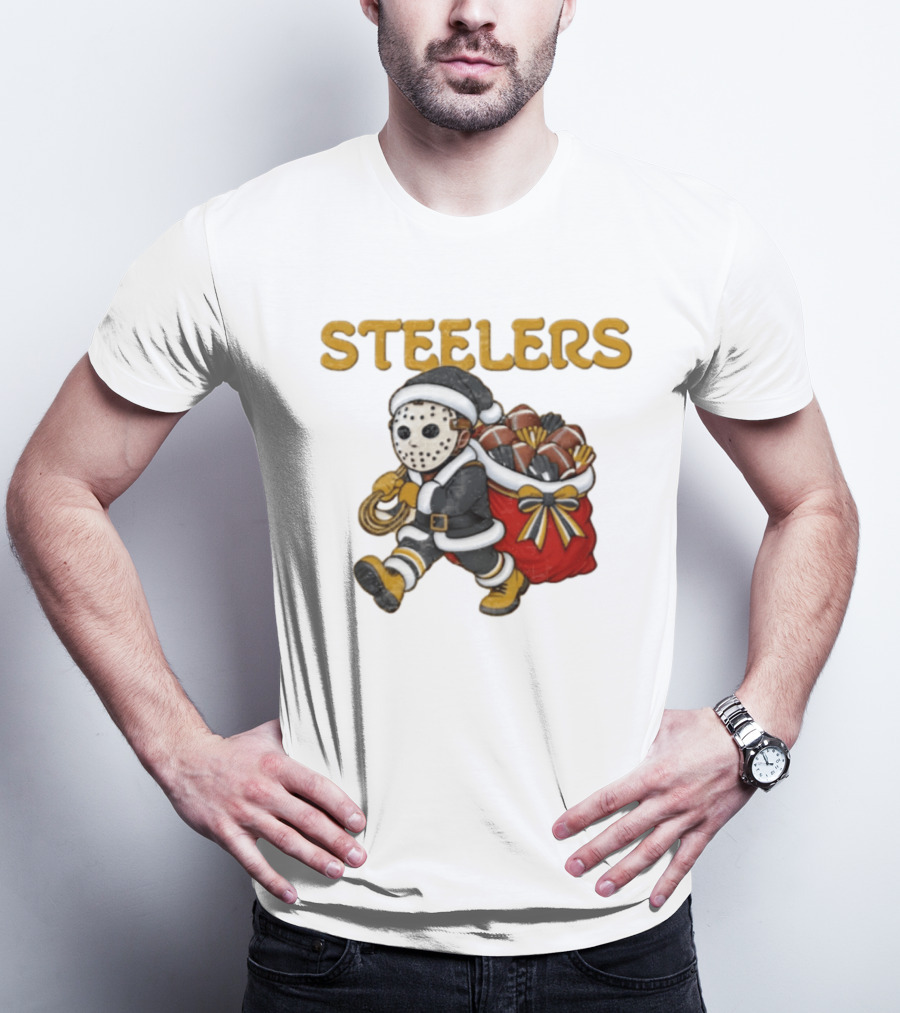Pittsburgh Steelers Christmas Santa Jason Football T-Shirt